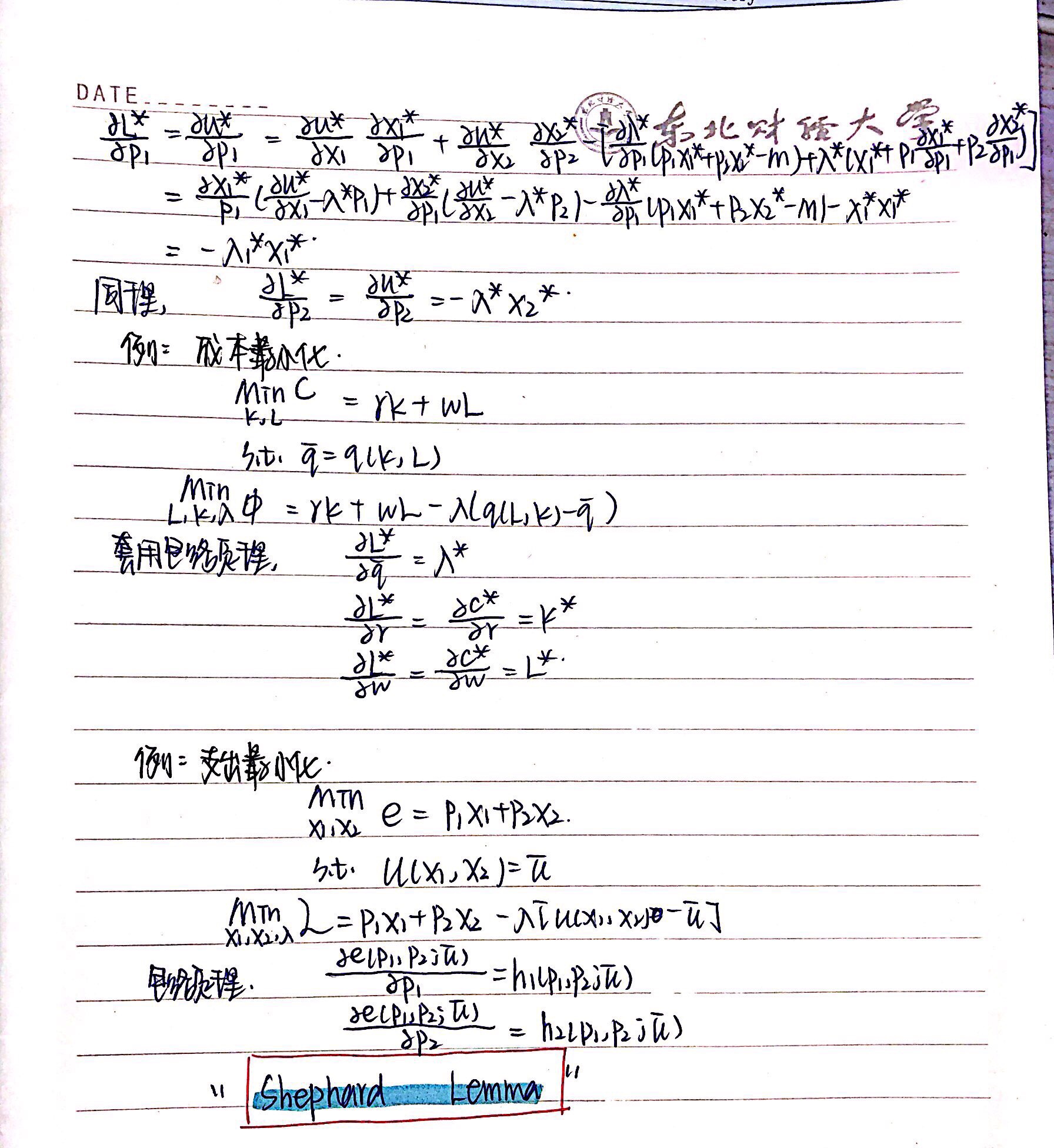【学习笔记】高级微观经济学 包络定理 Hotelling Lemma Shepherd Lemma - 经管之家