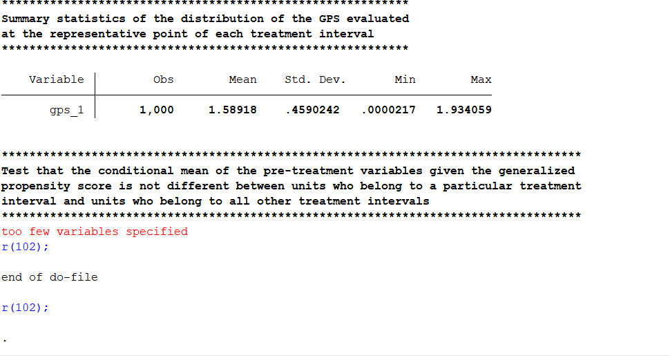 广义倾向得分匹配法用stata运行显示too few variables specified是为什么呢？ - Stata专版 - 经管之家