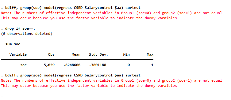 SUEST组间系数差异检验，分组变量报错，两组中有效自变量不等怎办 - 经管之家