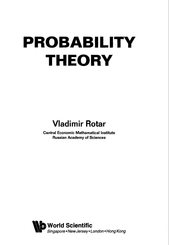 Probability Theory-Vladimir Rotar - 经管之家